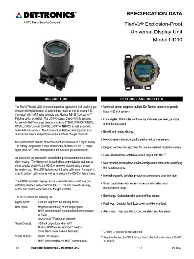 Flexvu Explosion-Proof Universal Display Unit Model Ud10: Specification ...