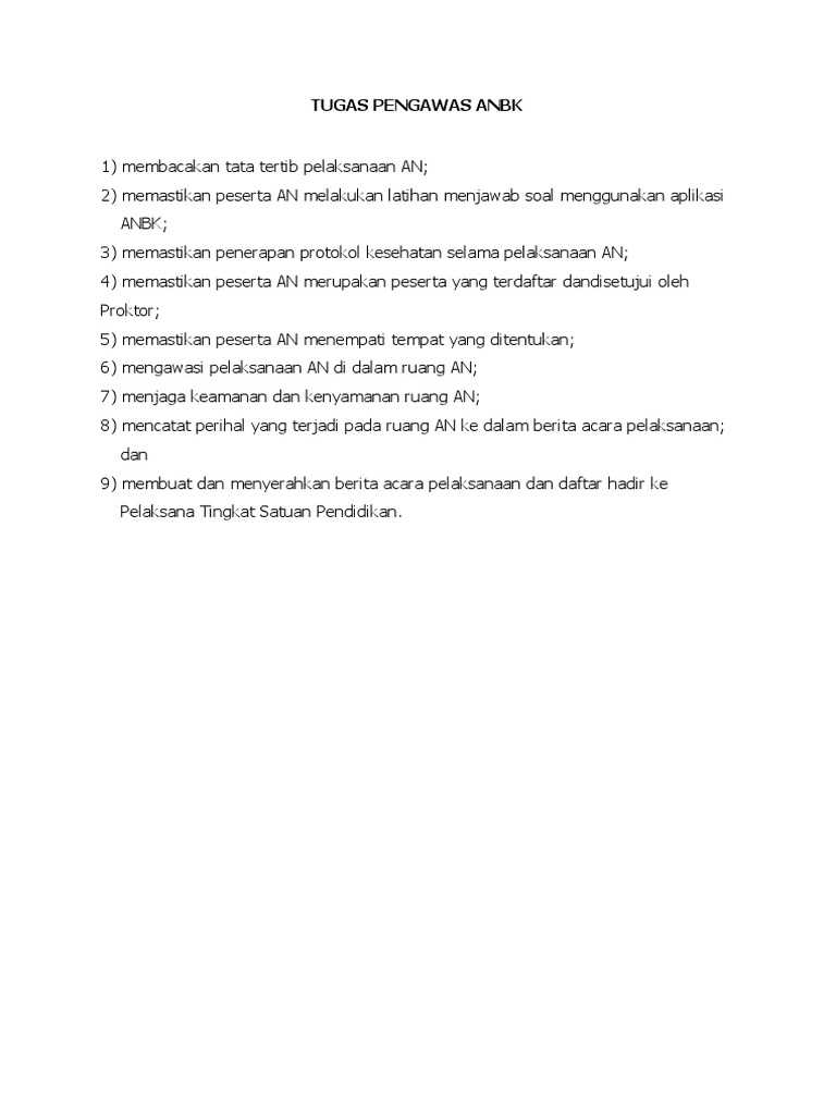 Tugas Pengawas Anbk | PDF | Teknologi & Rekayasa