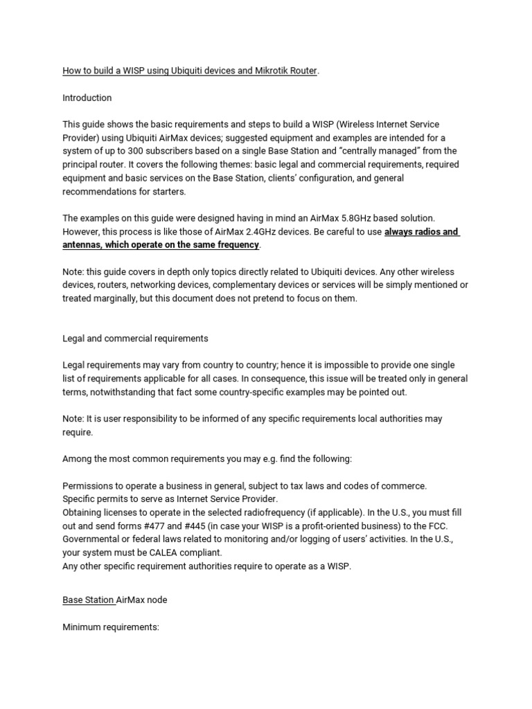 How To Build A WISP | PDF | Wireless Lan | Computer Network