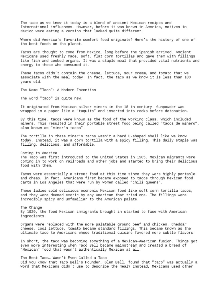 TACO | PDF | Taco | Mexican Cuisine