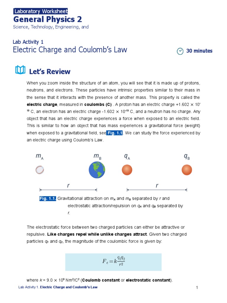 General Physics 2: Electric Charge and Coulomb's Law | PDF | Electric ...