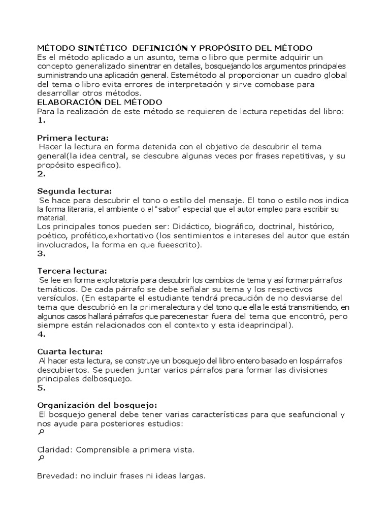 Metodo Sintetico Pasos | PDF