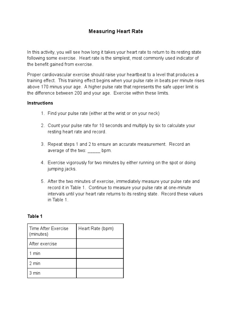 Measuring Heart Rate Recovery | PDF
