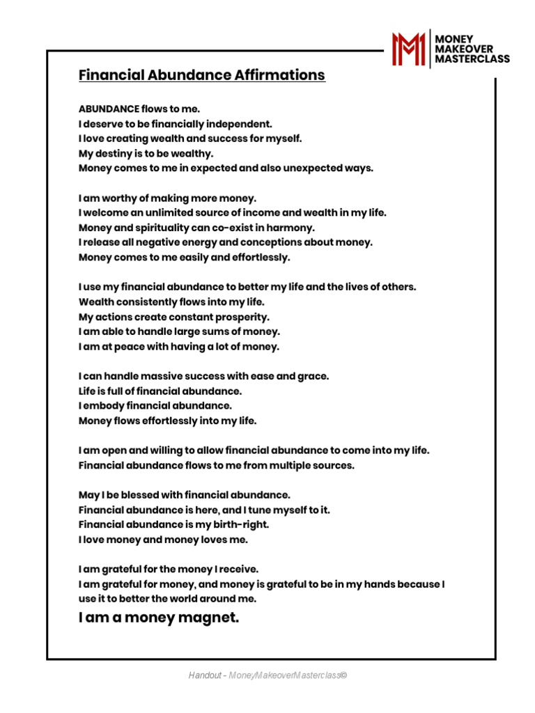 Money Makeover Masterclass Handout | PDF | Economies
