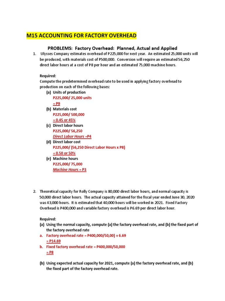 Factory Overhead Accounting Solutions | PDF | Cost Of Goods Sold ...