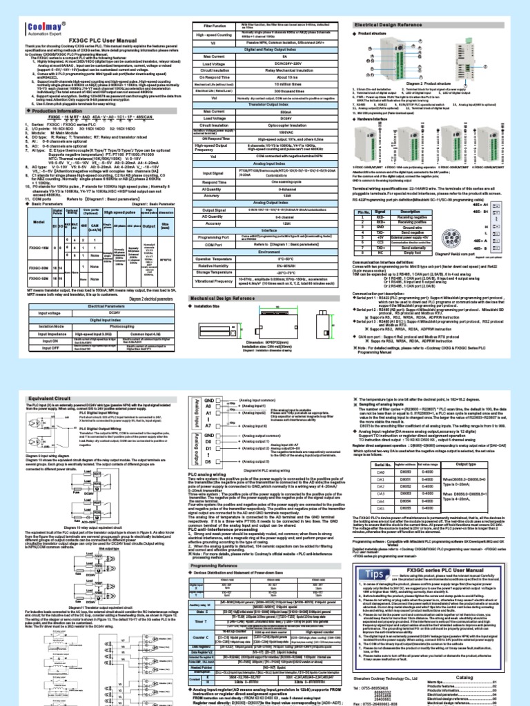 Fx3gc PLC User Manual 20191026 | PDF | Programmable Logic Controller | Power Supply