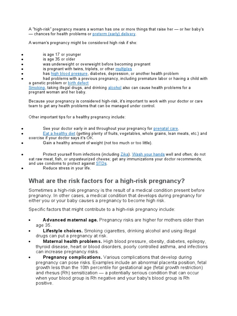 Factors That Can Lead to a High-Risk Pregnancy | PDF | Pregnancy ...