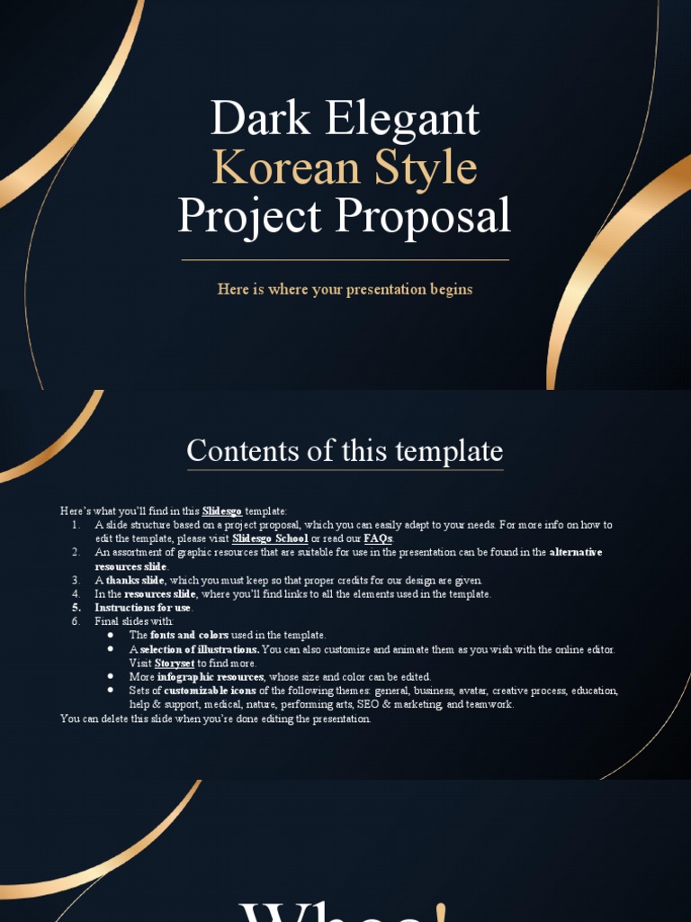Dark Elegant Korean Style Project Proposal by Slidesgo | PDF | Planets | Solar System
