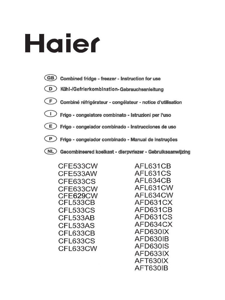Haier CFL633CS Fridge-Freezer | PDF | Refrigerator | Ice