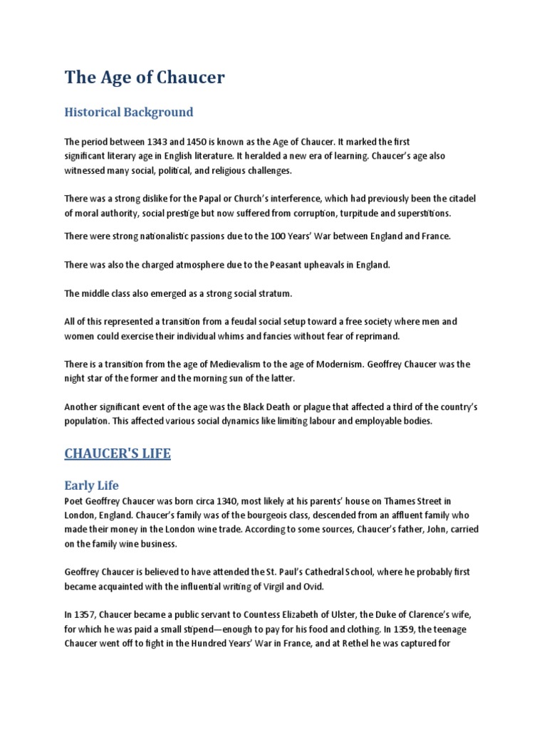 The Age of Chaucer | PDF | Geoffrey Chaucer