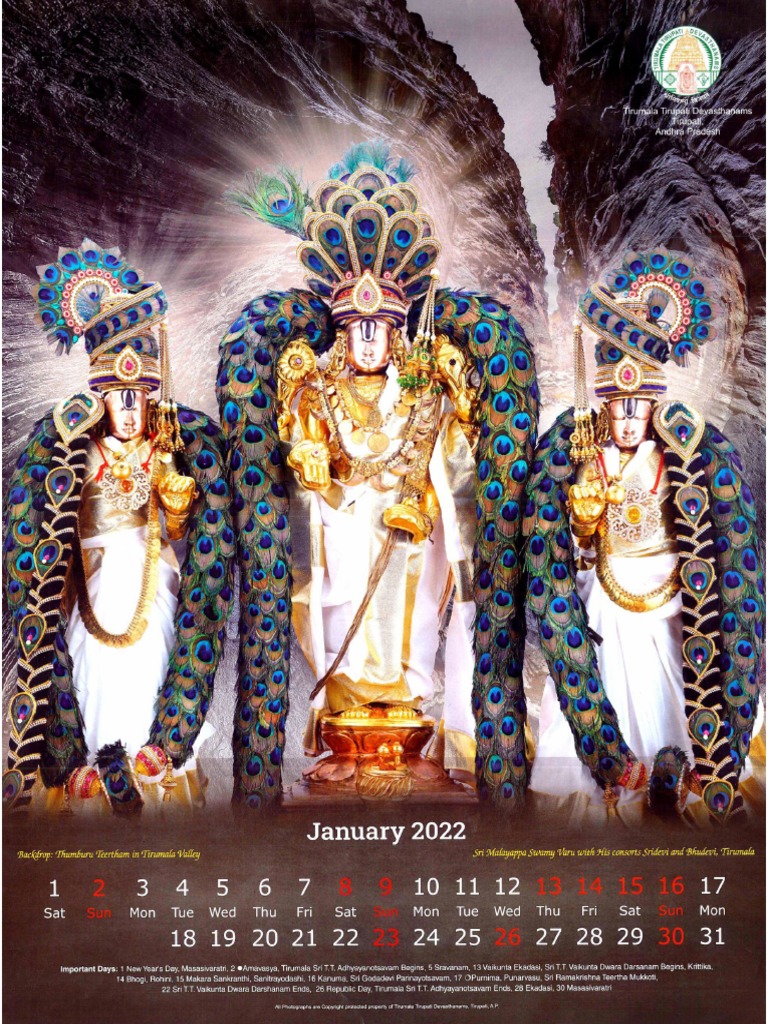 TTD Calender 2022 | PDF
