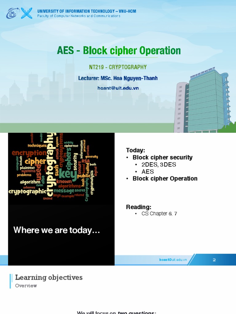 Lecture 04 - AES - Block Cipher Operations | PDF | Cryptography | Encryption