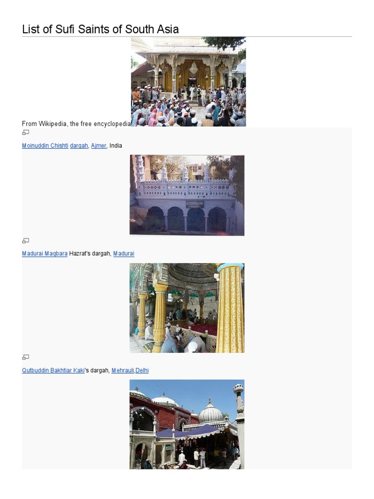 List of Sufi Saints of South Asia | PDF | Sufism | Islamic Mysticism