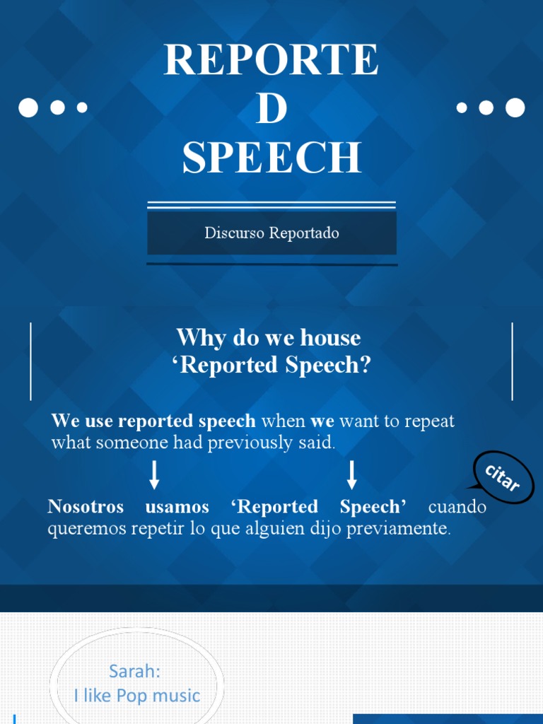 Reporte D Speech: Discurso Reportado | PDF | Language Mechanics | Grammar