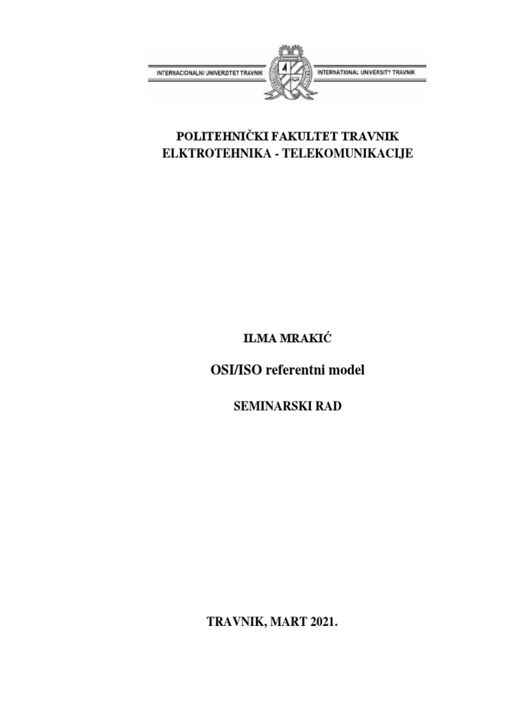 Komunikacijski Protokoli I Mreže Seminarski Rad 280321 | PDF