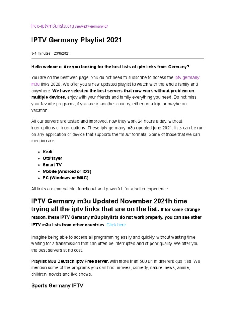 IPTV Germany Playlist 2022 | PDF | Software Development | Digital ...