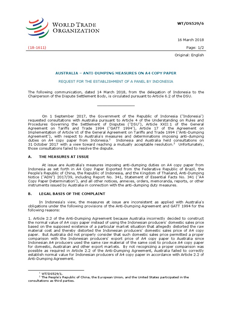 Indonesia's Anti-Dumping Dispute with Australia | PDF | Dumping ...