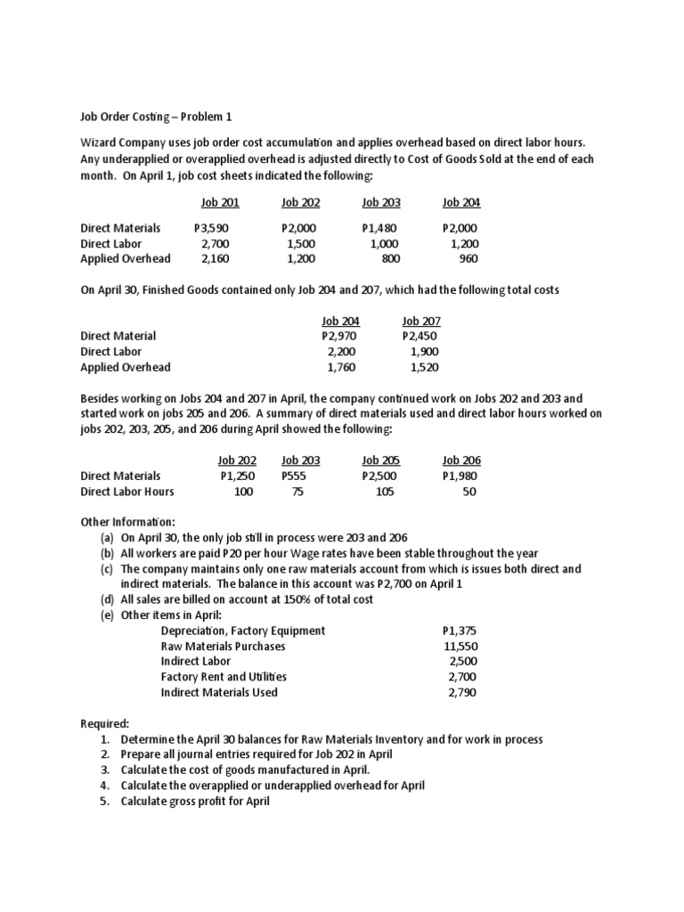 Job Order Costing-Problems 1 and 2 | PDF | Cost Of Goods Sold | Accounting