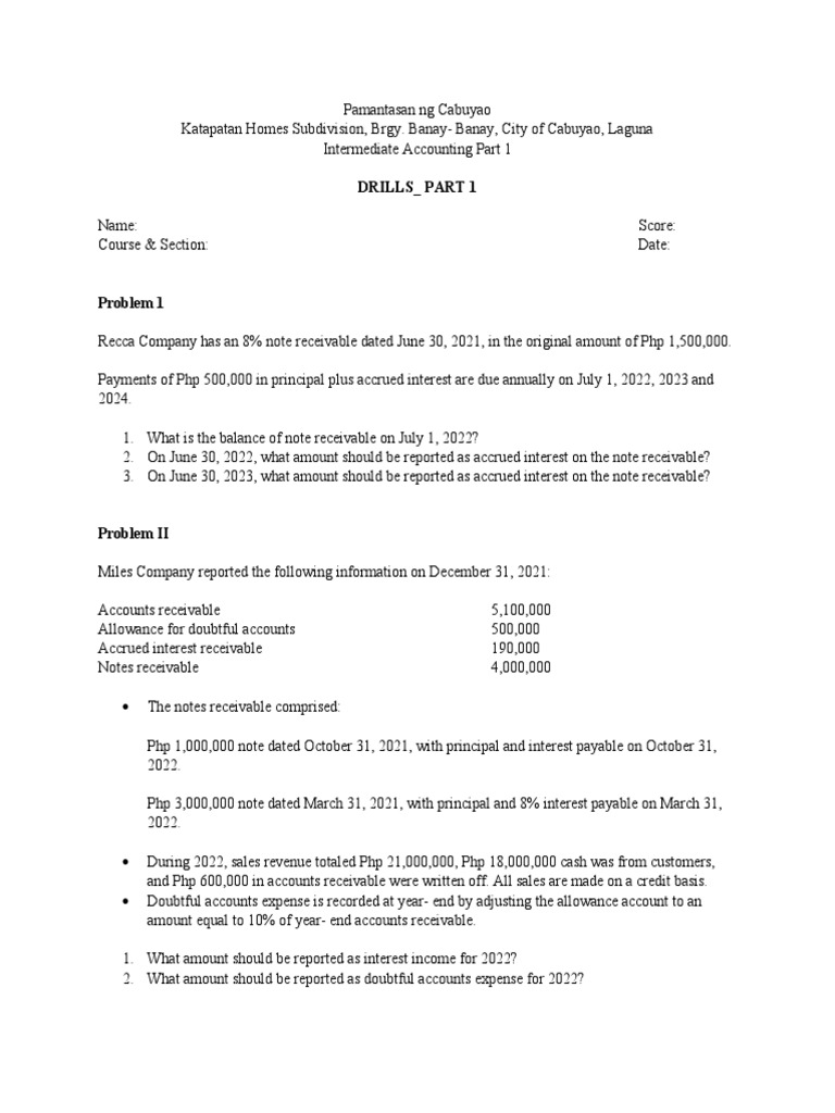 Drills Notes Receivable To Discounting of Receivable | Download Free ...