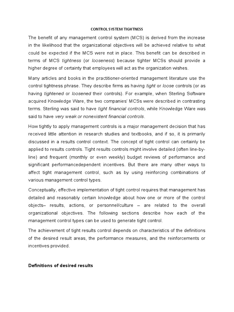 Summary CH 4 Control Systems Tightness | PDF | System | Reinforcement