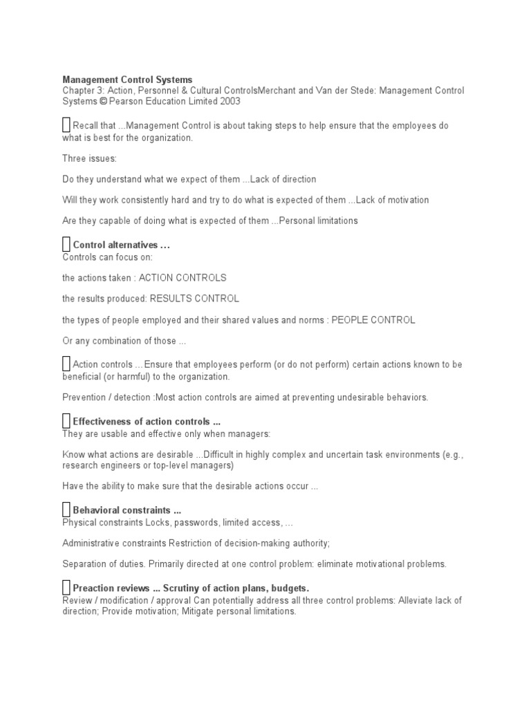 Management Control Systems CH 3 | PDF | Motivation | Motivational