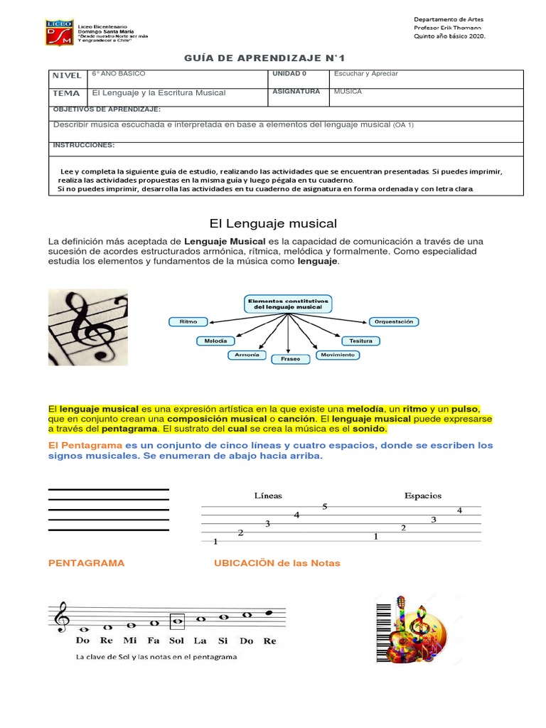 GUÍA de Música 1 Sextos | PDF | Ritmo | Notación musical