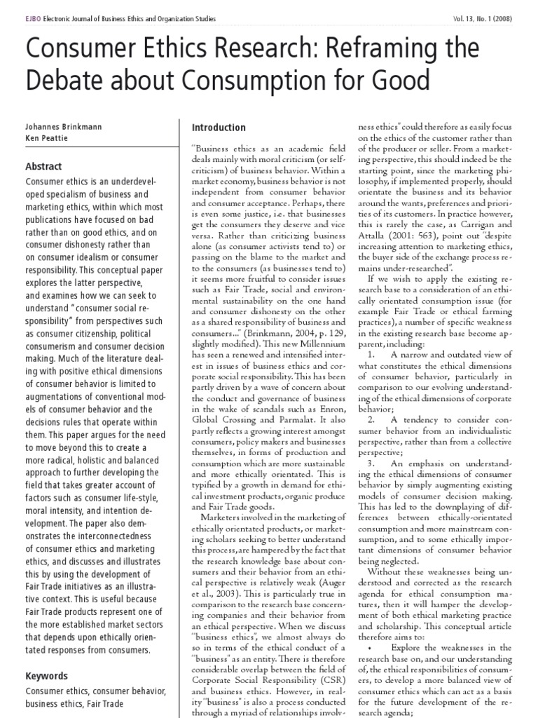 Business And Consumer Ethics Pdf Fair Trade Corporate Social