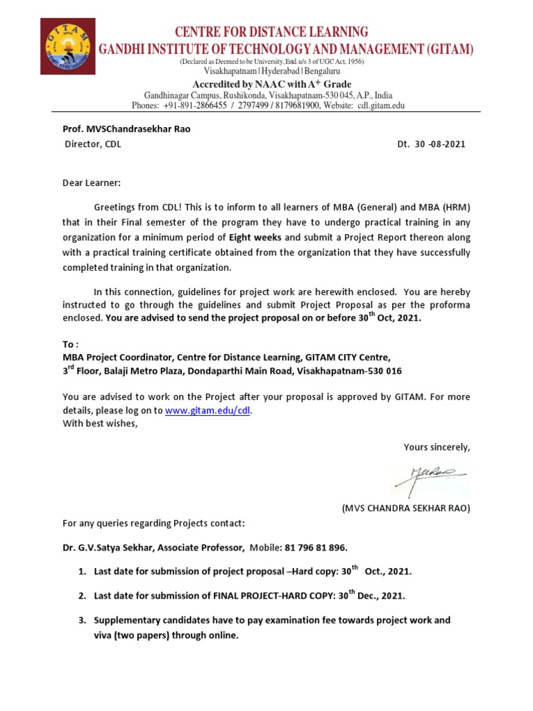 MBA Project Guidelines-2021 | PDF | Master Of Business Administration ...