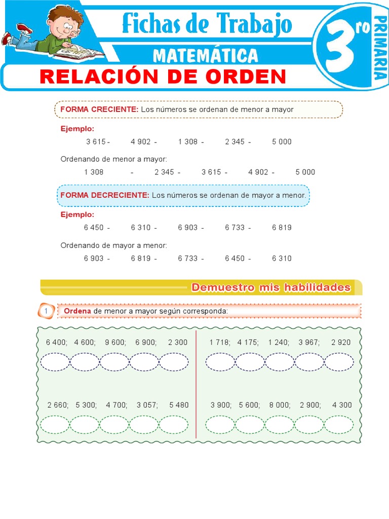 Hojas De Trabajo Para Ordenar Números Enteros, Tercer Grado
