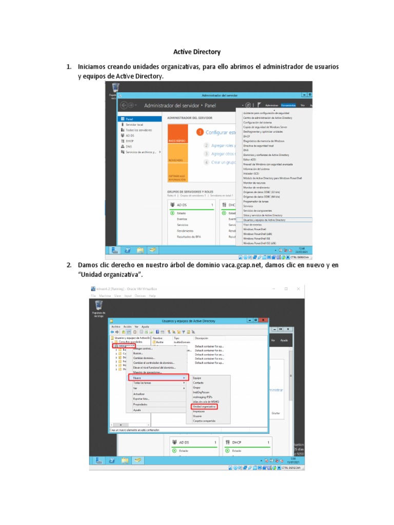 Manual Active Directory | PDF | Usuario (informática) | Directorio Activo