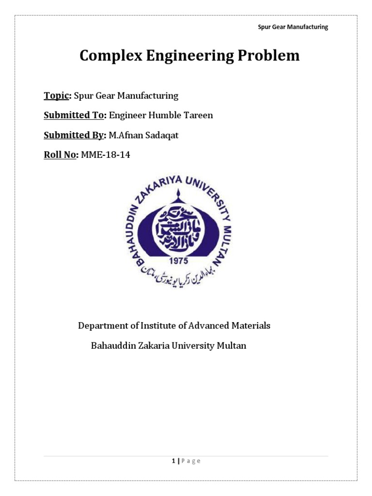 Complex Engineering Problem | PDF | Gear | Heat Treating