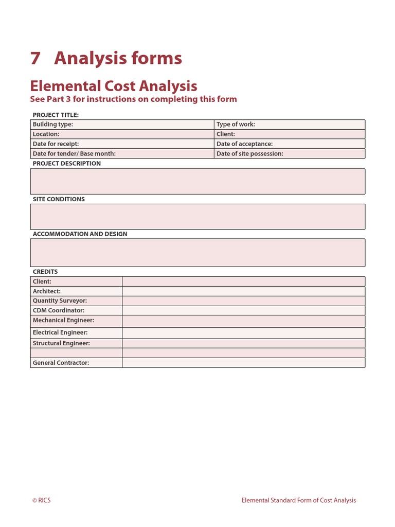 BCIS SFCA Analysis Forms 2012 | PDF | Elevator | Wall