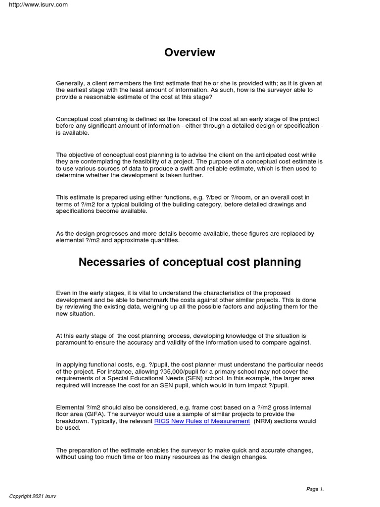 Conceptual Cost Planning | PDF | Procurement | Business