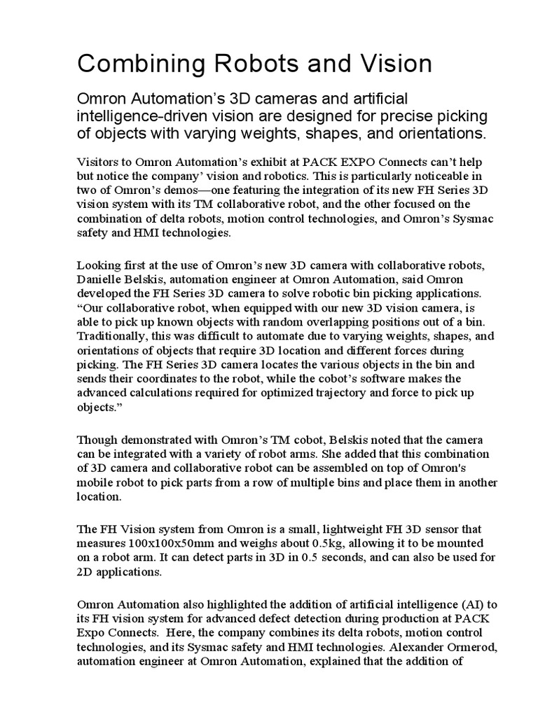 2 Combining Robots and Vision | PDF | Computer Vision | Intelligence ...