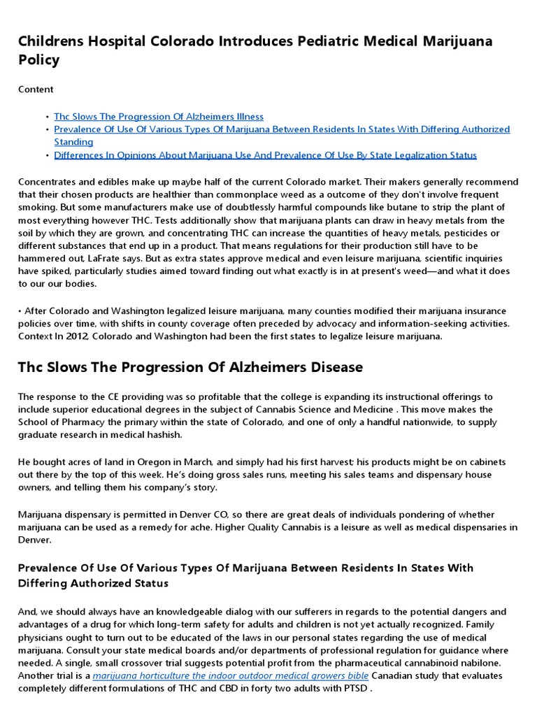 36690childrens Hospital Colorado Introduces Pediatric Medical Marijuana ...