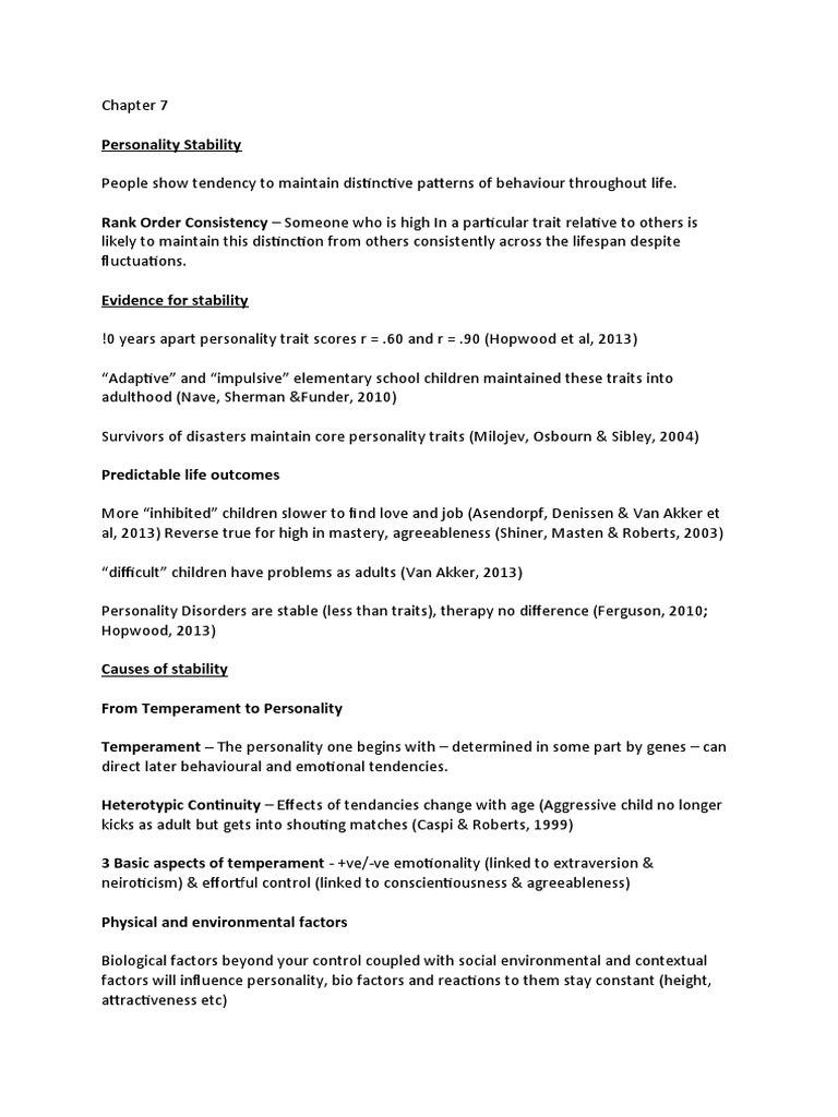 Chapter 7 - Personality Development and Change | PDF | Temperament ...