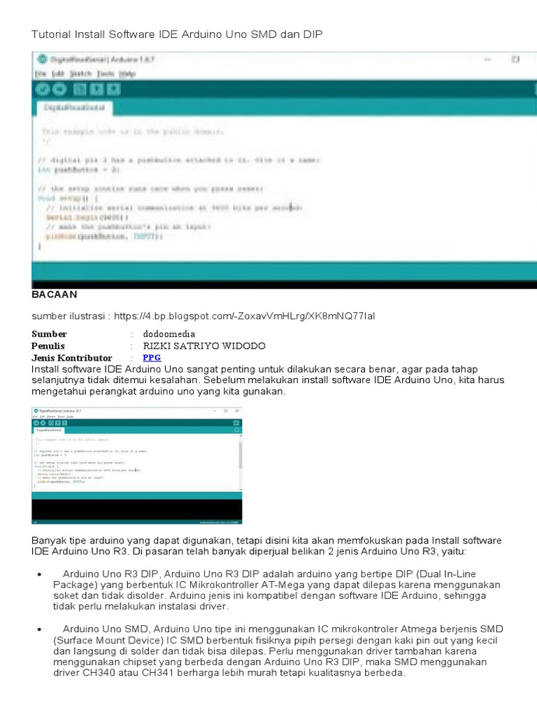 Tutorial Install Software IDE Arduino Uno SMD Dan DIP | PDF