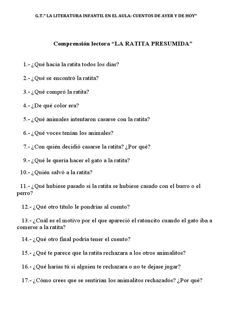La Ratita Presumida | PDF