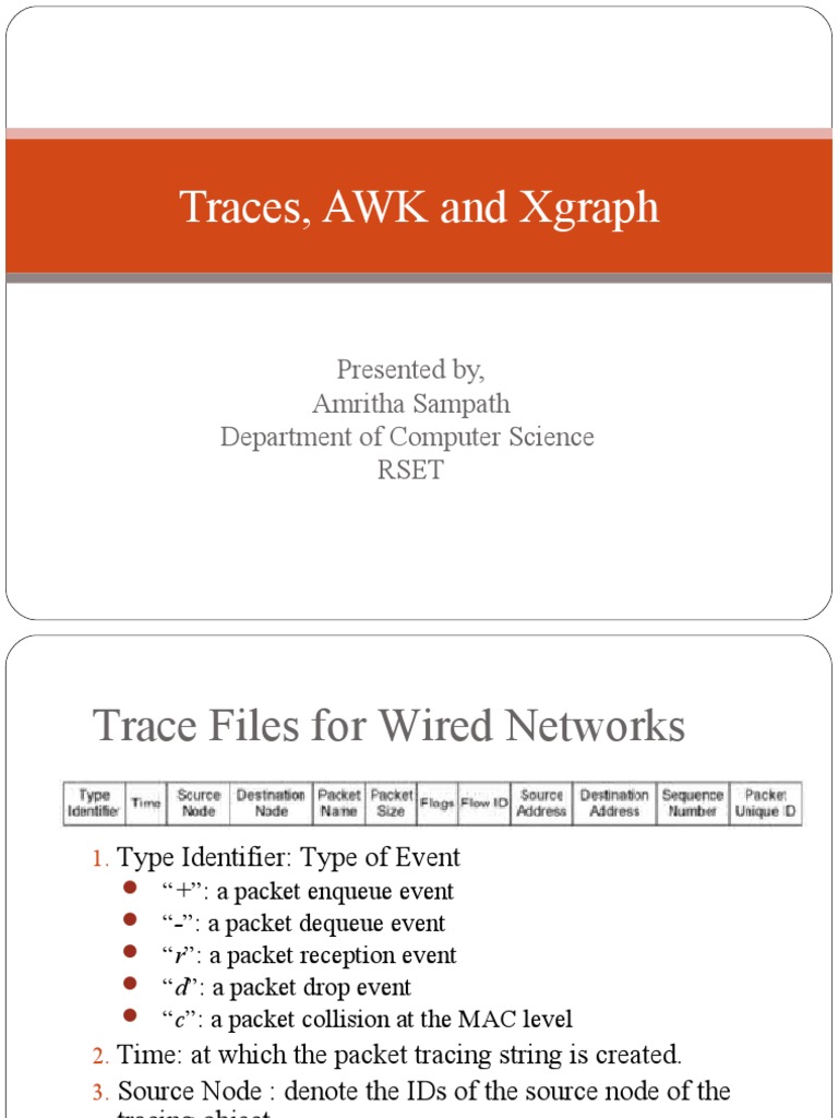 Traces, AWK and Xgraph: Presented By, Amritha Sampath Department of ...