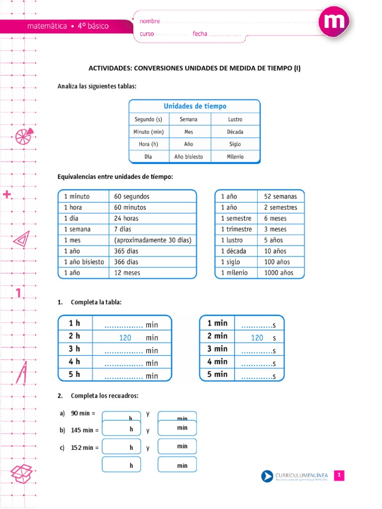 Conversiones de Tiempo 1 | PDF