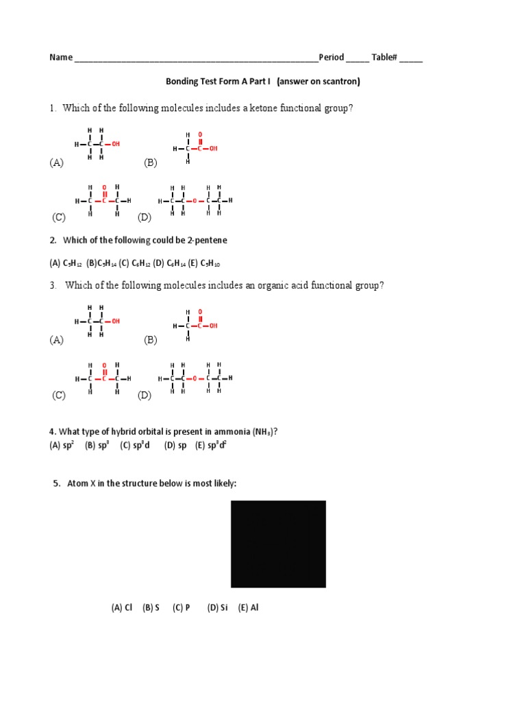 Bonding Test A | PDF | Chemical Bond | Molecular Orbital