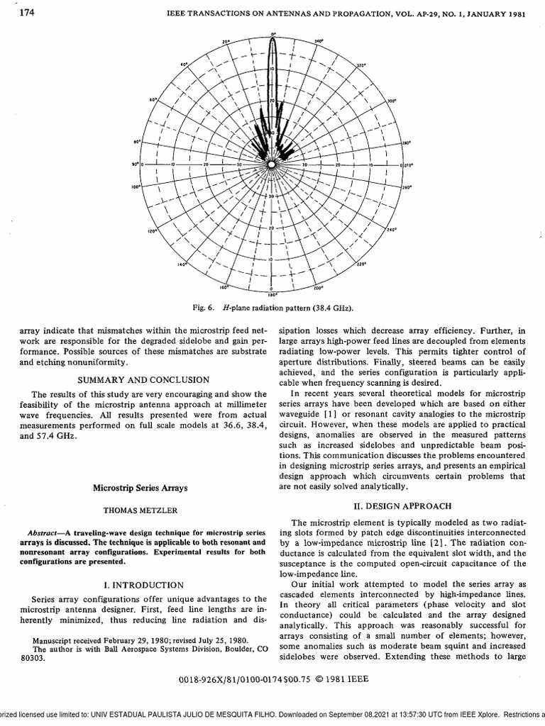 Microstrip Series Arrays Design | PDF | Antenna (Radio) | Resonance