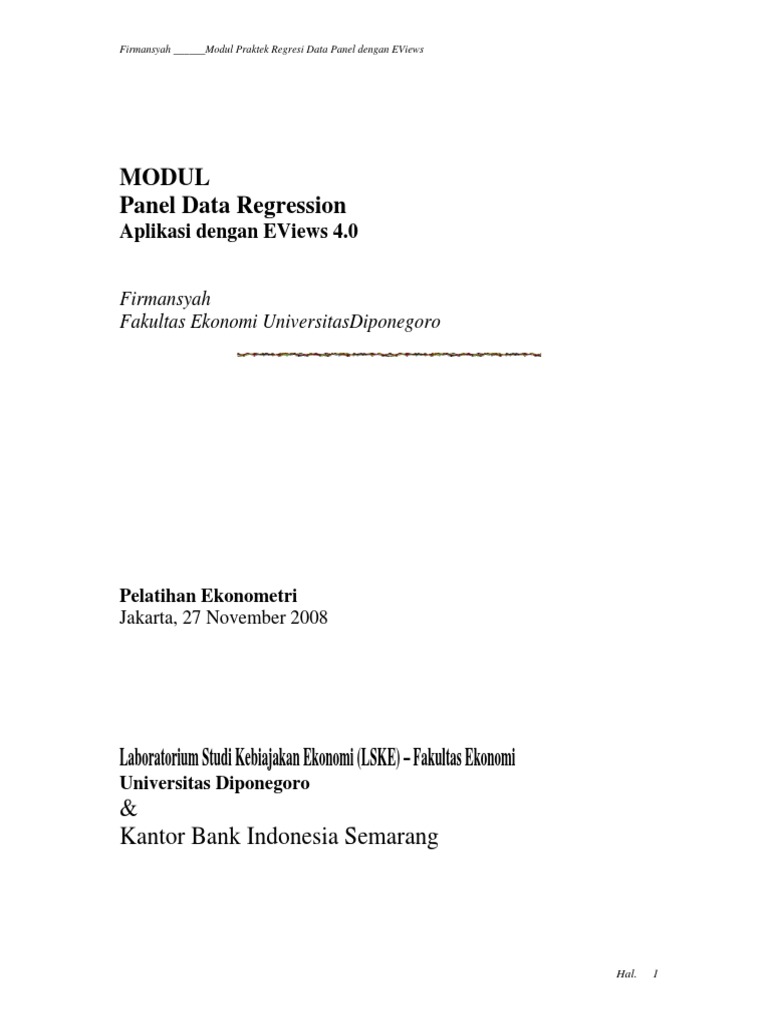 Praktek Regresi Data Panel dengan EViews | PDF | Komputer | Teknologi ...