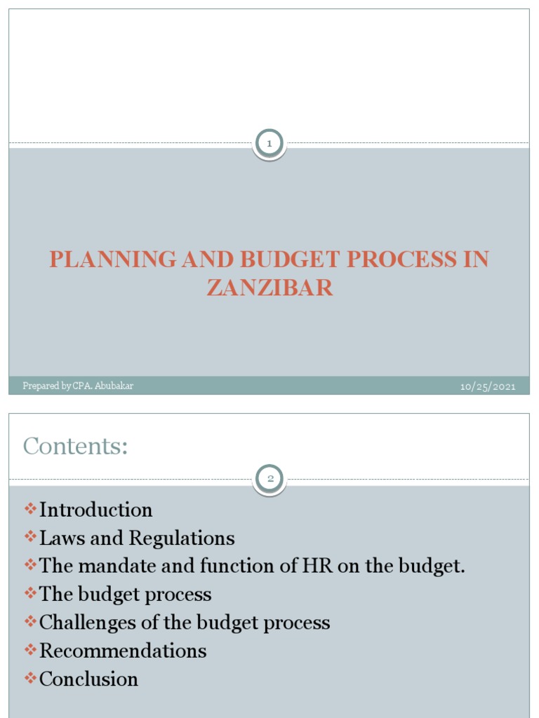 Zanzibar Budget Planning Process Overview | PDF | Budget | United ...
