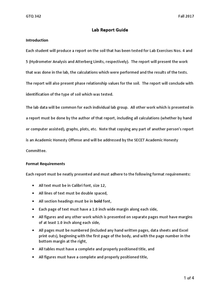 GTQ 342 Lab Report Guide Fall 2017 | PDF