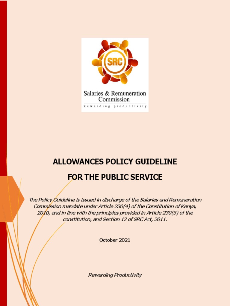 Allowances Policy Guideline For The Public Service | PDF | Salary ...