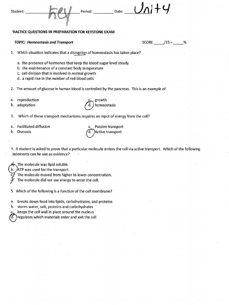 Biology Keystone Review Packet Keys Units 4-6 | PDF