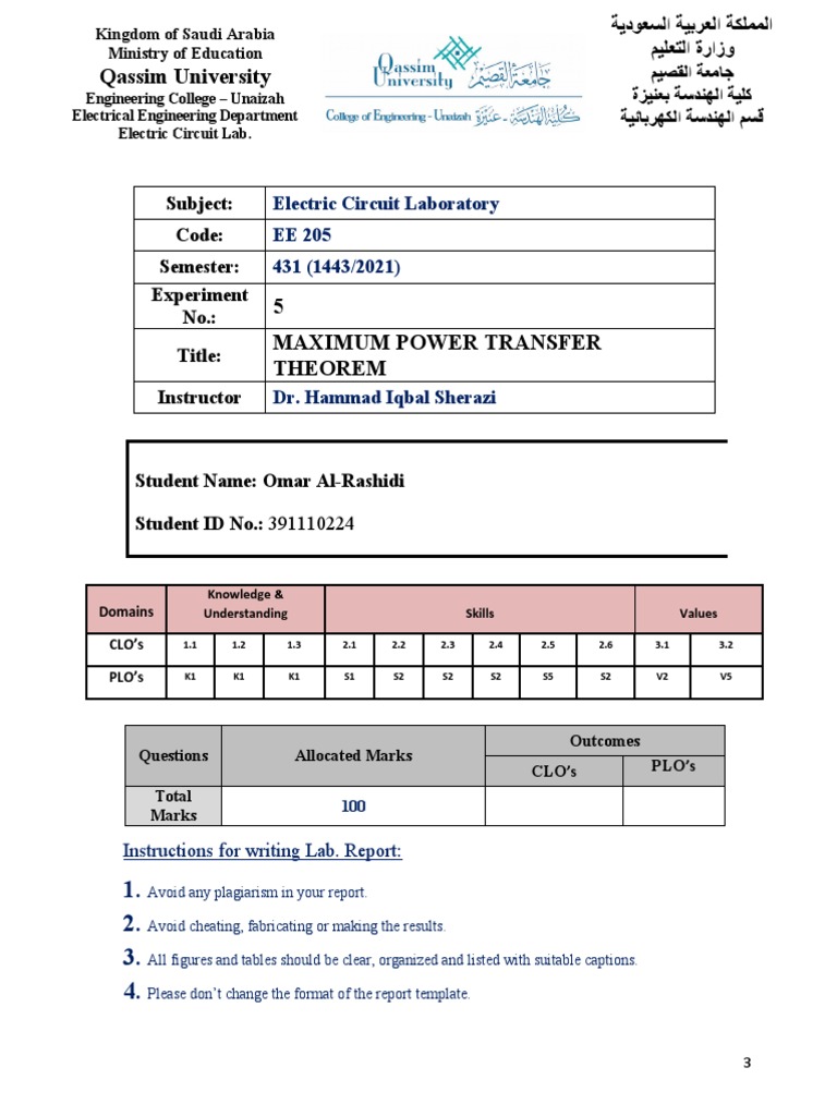 Cover Page and Report Template | PDF | Science | Learning