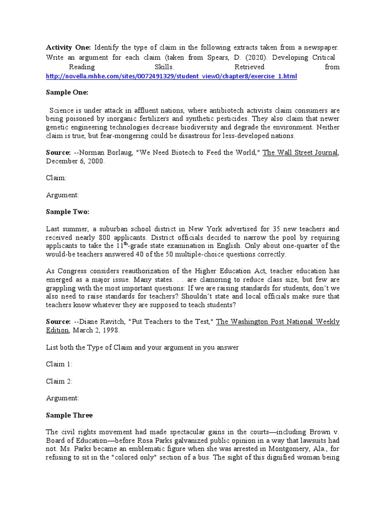 Analyzing Claims in Newspaper Articles | PDF | The United States