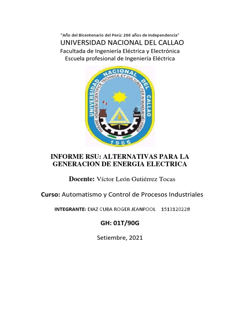 Informe Rsu Alternativas de Energia Electrica | PDF | Energía renovable ...